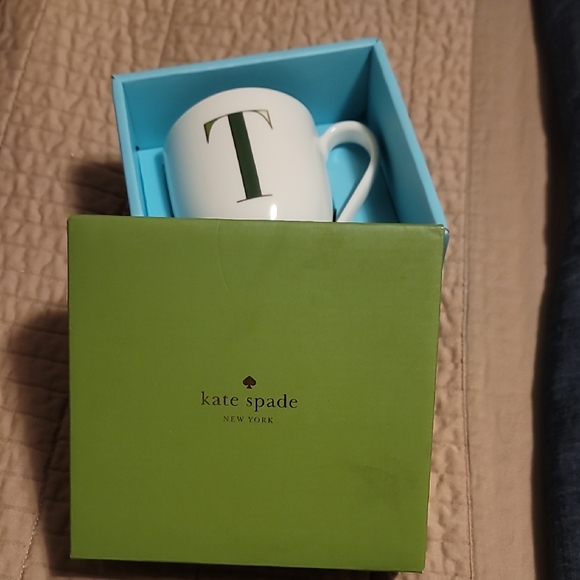 kate spade | Kitchen | Kate Spade Green Monogram Mug In Blue Box | Poshmark